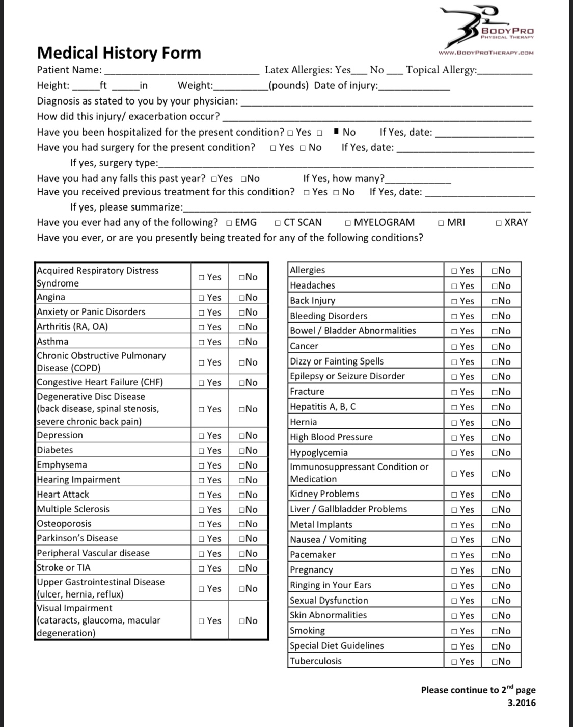Printable Medical History Forms Templates iezPix Web 